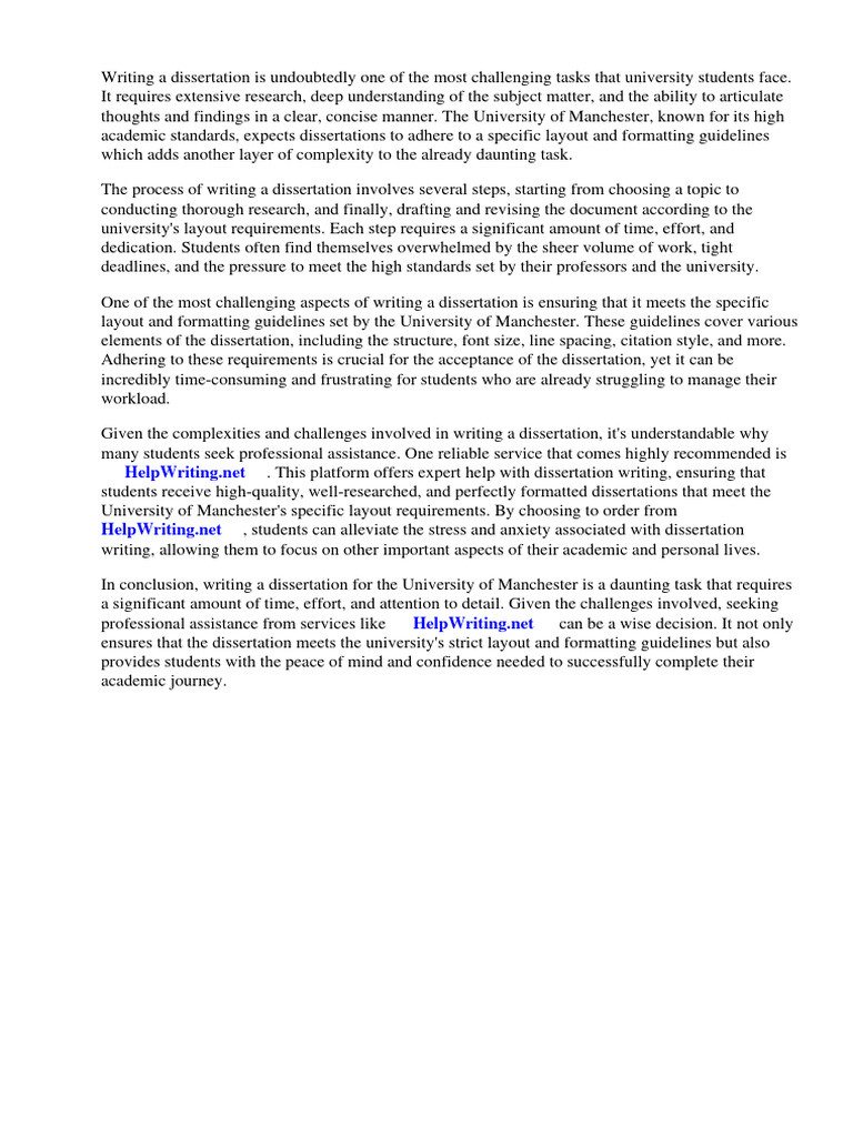 University of Manchester Dissertation Layout | PDF | Career & Growth