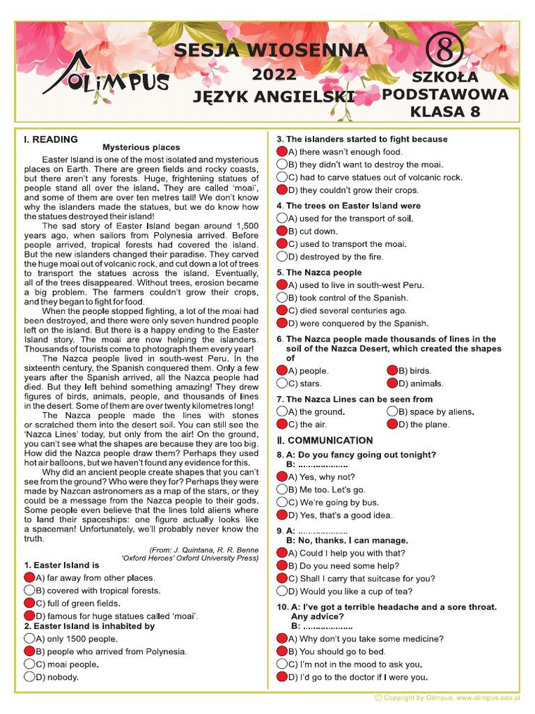 Sesja Wiosenna - A8 - 2022 - Klucz | PDF