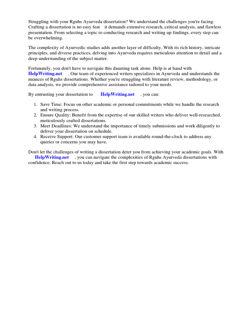 RGUHS Ayurveda Dissertation Help | PDF | Ayurveda