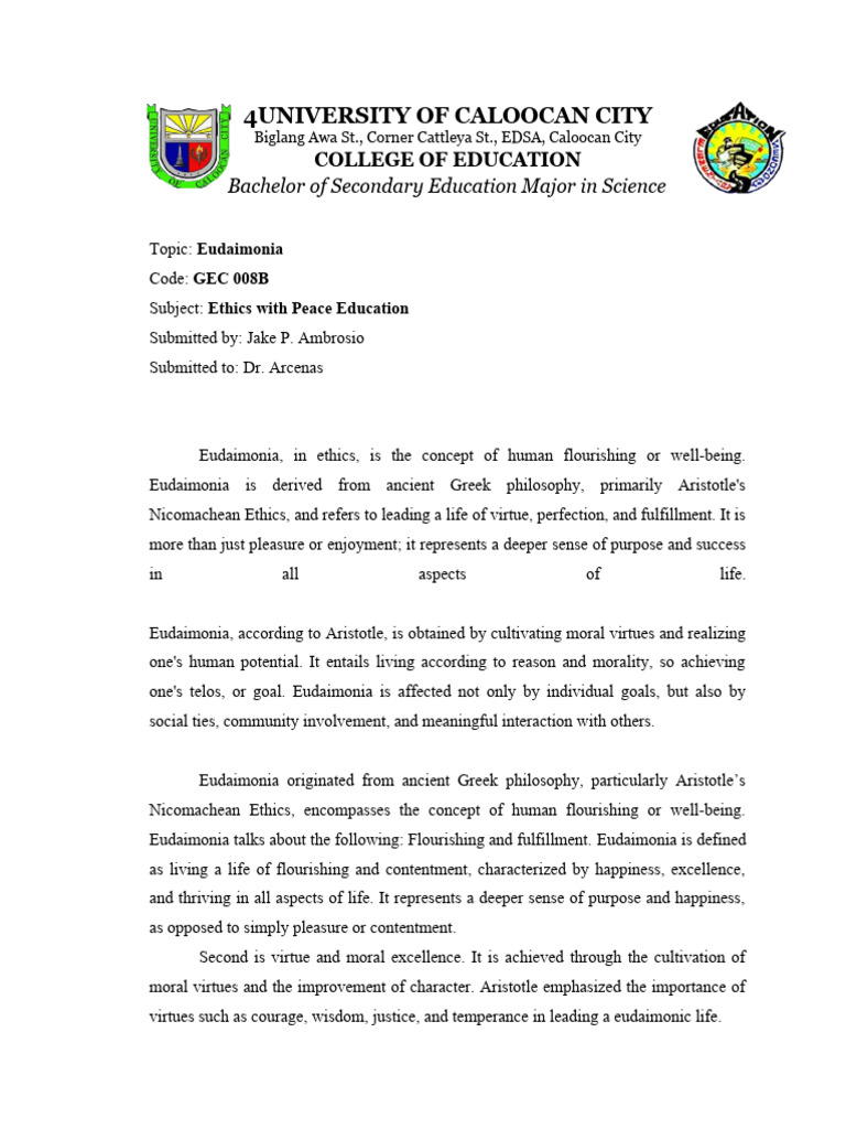 Ethics 1 4 Pdf Happiness Personal Development