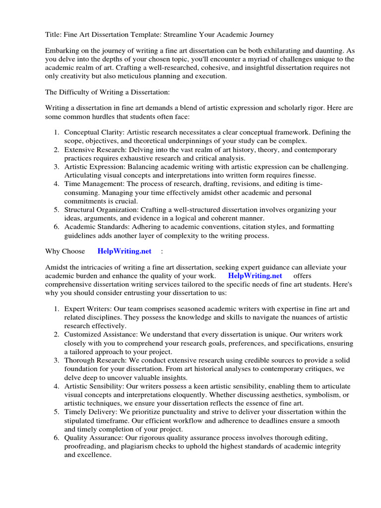 Fine Art Dissertation Template | PDF | Thesis | Fine Art