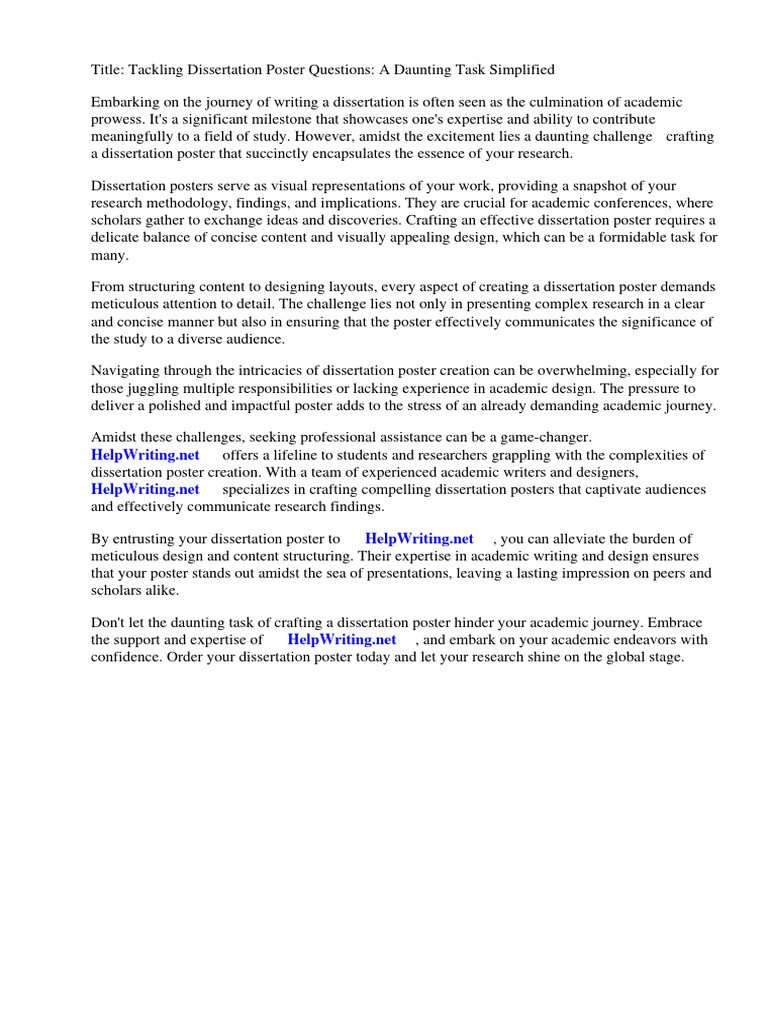 Dissertation Poster Questions | PDF