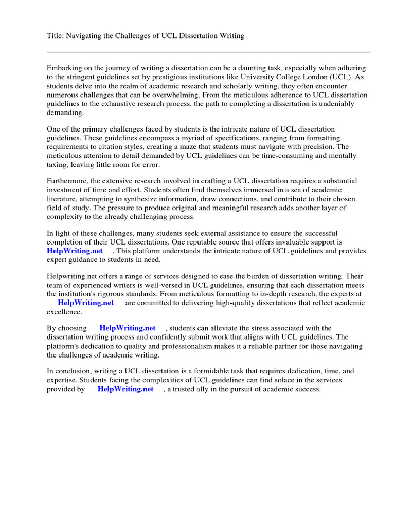 Ucl Dissertation Guidelines | PDF | Thesis | Mental Disorder