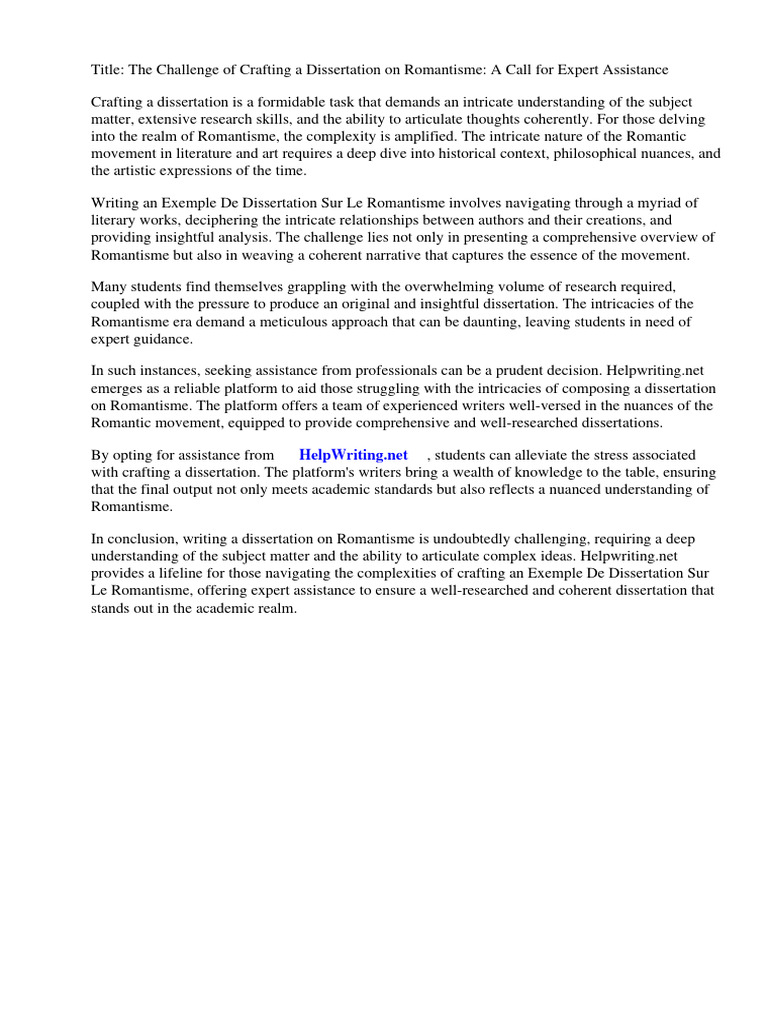 Exemple de Dissertation Sur Le Romantisme | PDF