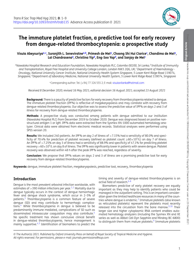 Requested | PDF | Yellow Fever | Platelet
