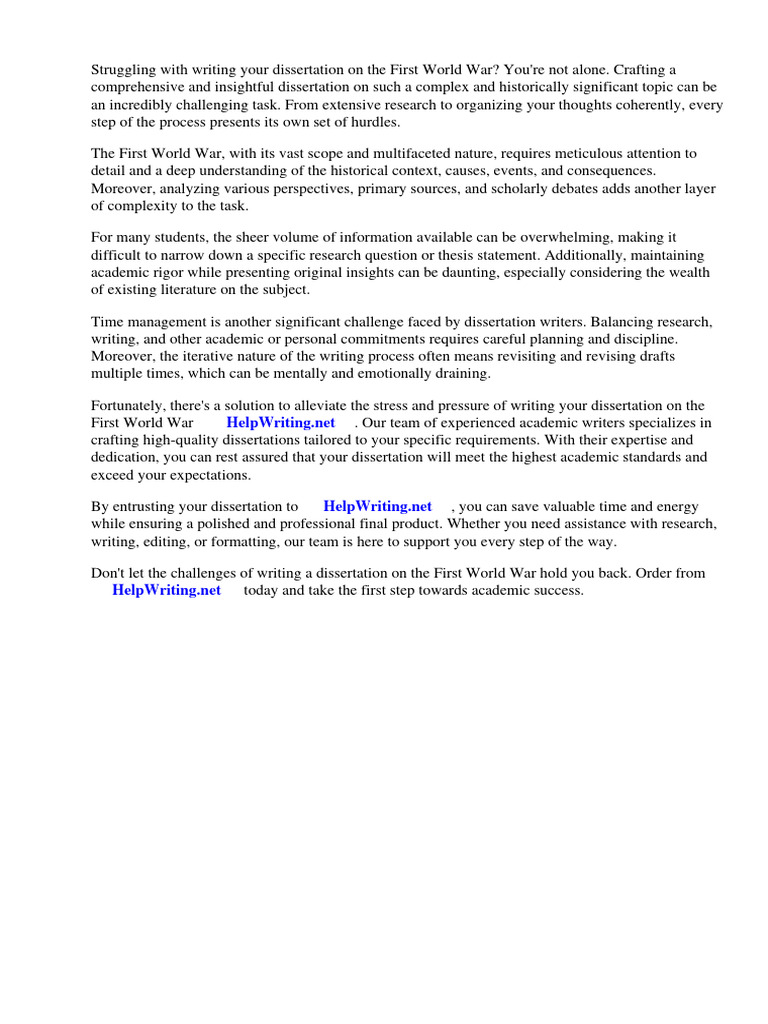Dissertation First World War | PDF | World War I | Allies Of World War I