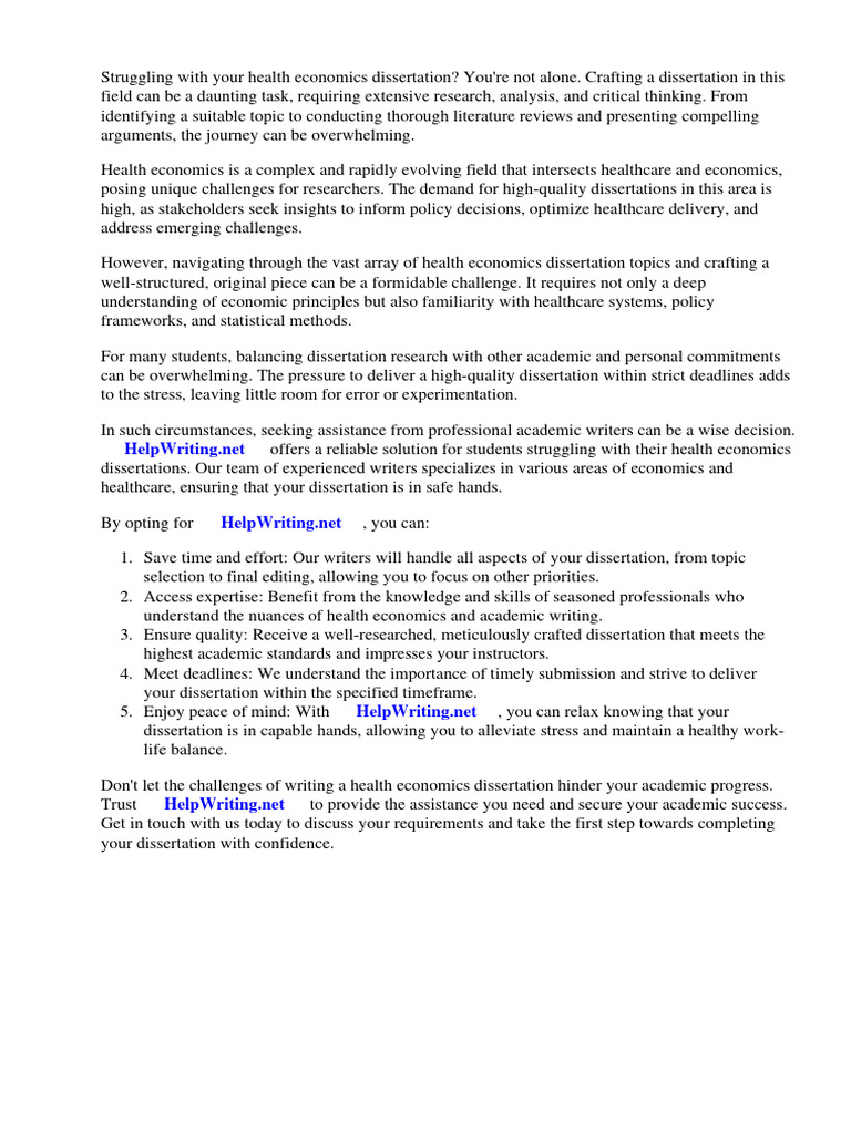 Health Economics Dissertation Topics | PDF | Economics | Health Care Health Economics Dissertation Topics | PDF | Economics | Health Care