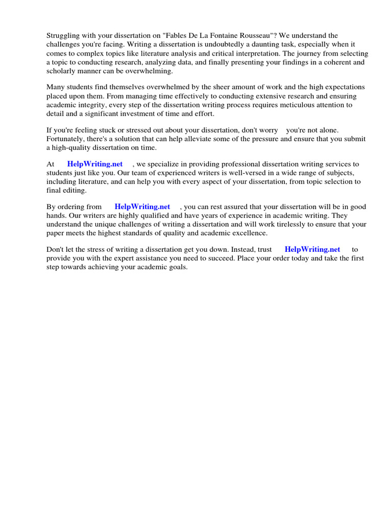 Dissertation Fables de La Fontaine Rousseau | Download Free PDF | Thesis