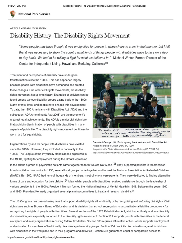 Disability History The Disability Rights Movement U | PDF ...