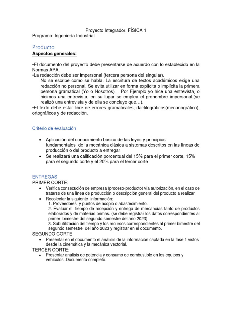 Proyecto Integrador Resumen de Avances | PDF