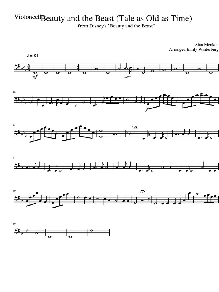 Cello Arrangement: Beauty and the Beast | PDF