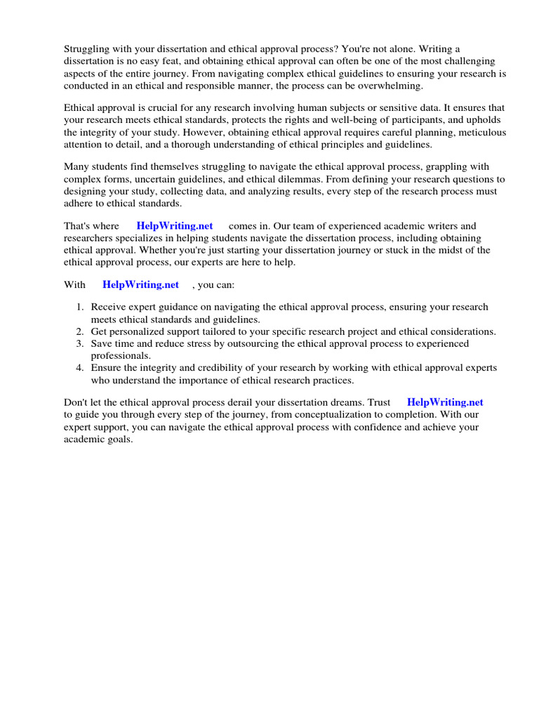 Ethical Approval Dissertation | PDF | Thesis | Methodology