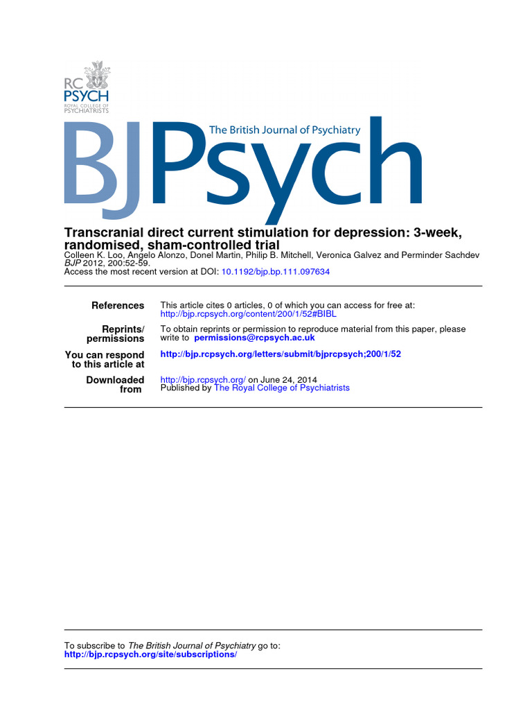 BJP BP 111 097634 | Download Free PDF | Mood Disorders | Major Depressive Disorder