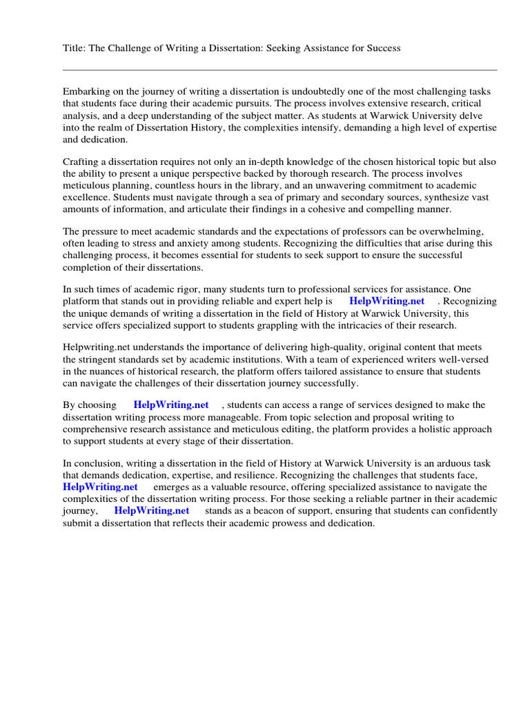 Dissertation History Warwick | PDF | Thesis | Written Communication