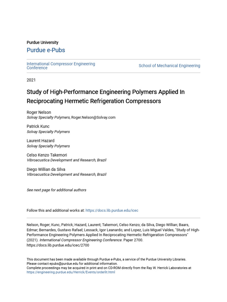 Study of High-Performance Engineering Polymers Applied in Recipro-1 ...