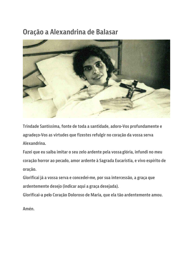Oração e Amor a Santa Alexandrina | PDF | Oração | Amor