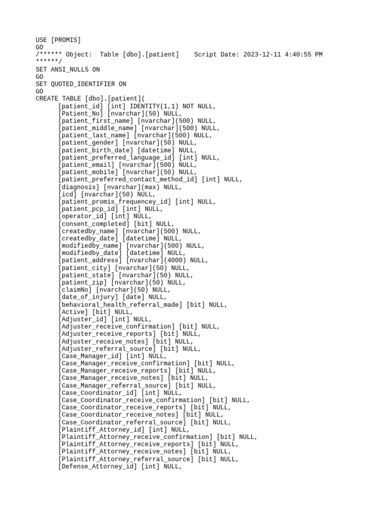 old Patient Script | PDF | Databases | Data Management Software