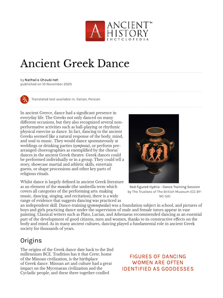 Ancient Greek Dance - Ancient History Encyclopedia | PDF | Dionysus ...