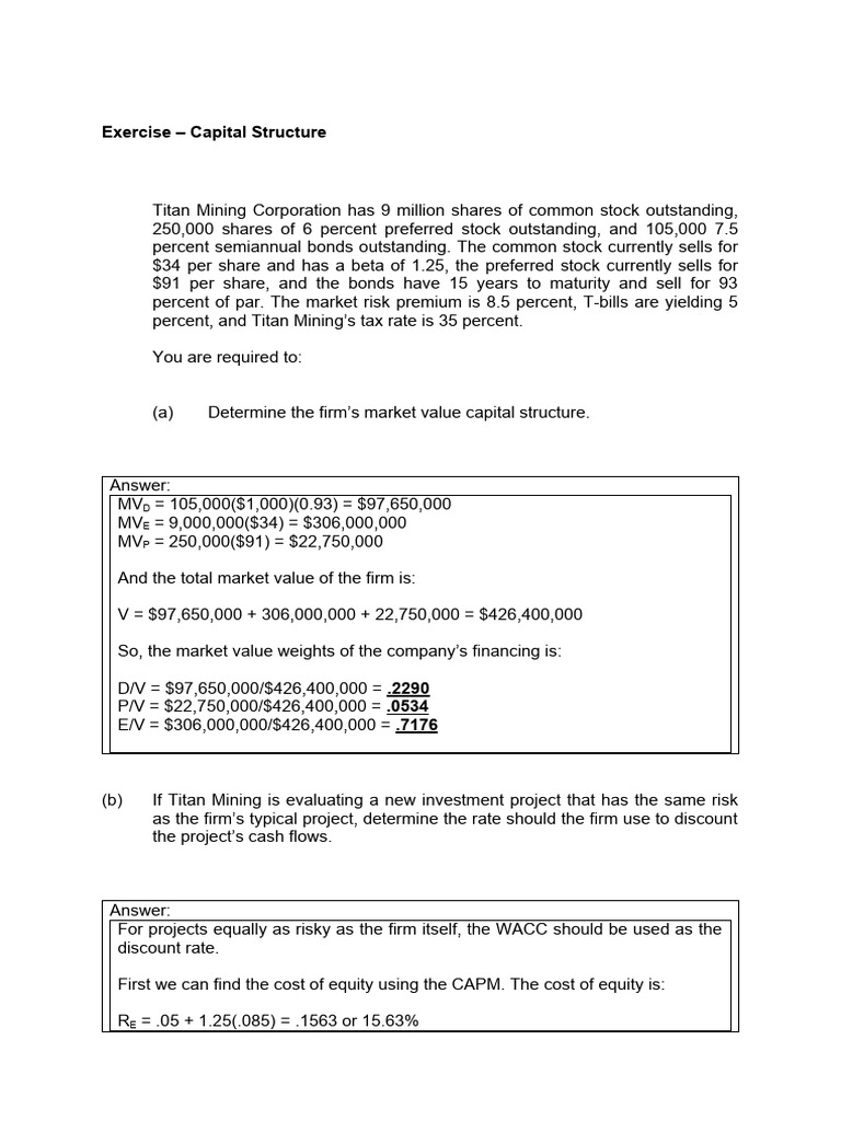 Exercise - Capital Structure | PDF