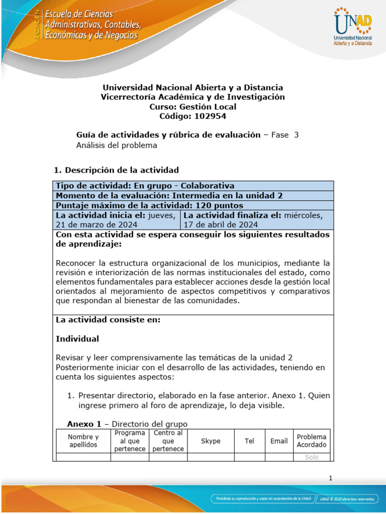 Guia de Actividades y Rúbrica de Evaluación - Unidad 2 - Fase 3 - Analisis Del Problema | PDF ...