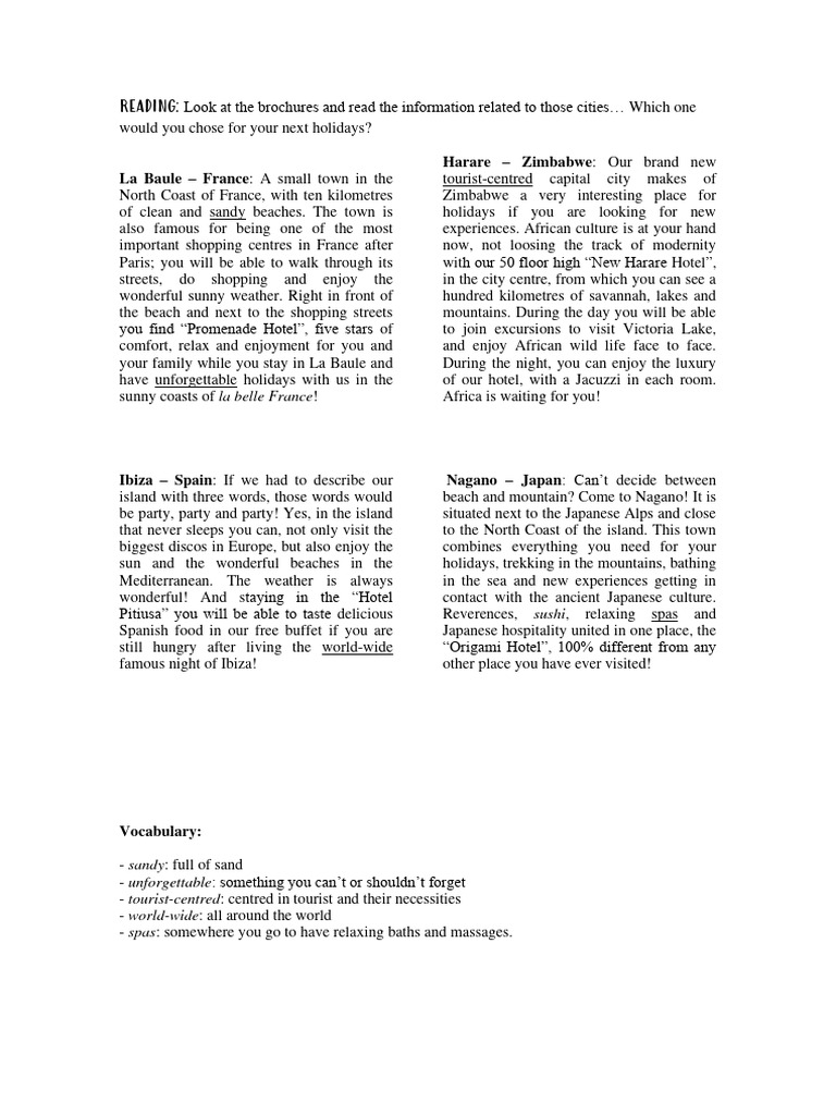 Travelling Reading Comprehension Exercises Role Plays Drama A - 46307 ...