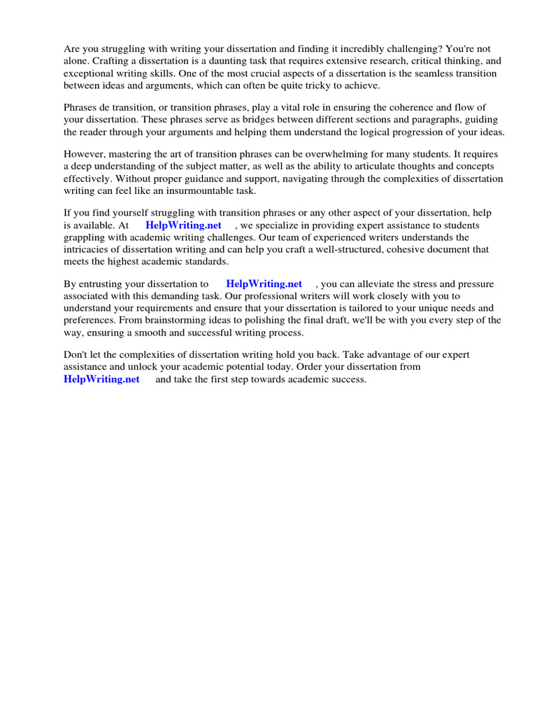 Phrases de Transition Dissertation Exemple | PDF | Thesis | Essays