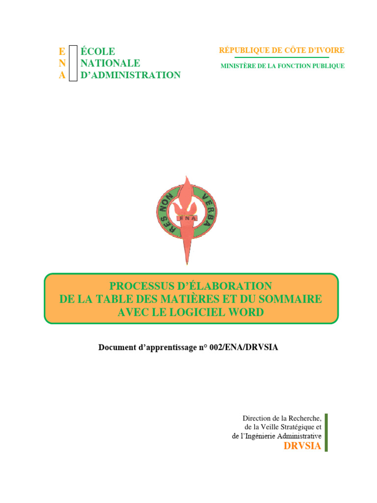 Élaboration Table des Matières avec Word | PDF | Gestion des ressources ...