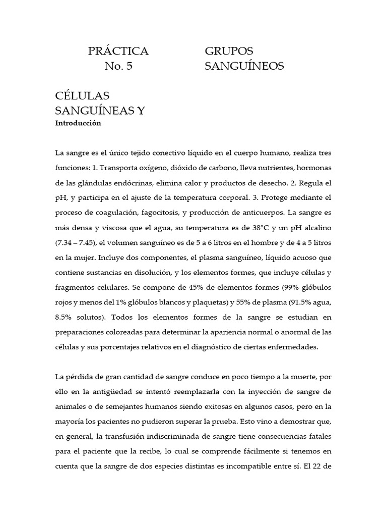 PrÁctica5 Sangre Pdf Tipo De Sangre Sangre