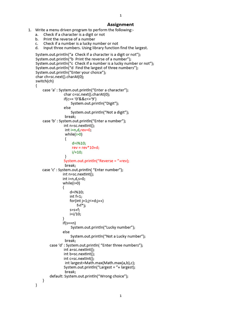 St10Assignment 1 | PDF | Computer Programming | Mathematical Notation