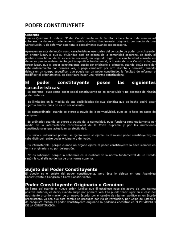 PODER CONSTITUYENTE | PDF | Constitución | Estado (política)