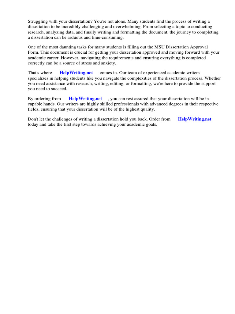 MSU Dissertation Approval Help | PDF | Thesis | Bibliography