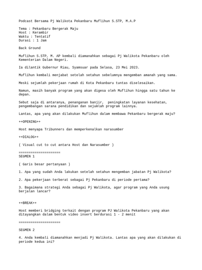 Contoh Script Podcast | PDF | Karier & Perkembangan