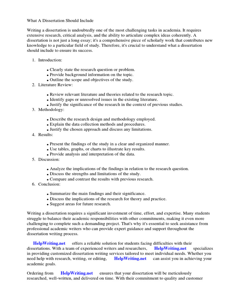What A Dissertation Should Include | PDF | Thesis | Methodology