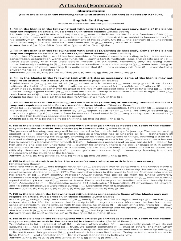 Article (Exercise) | PDF