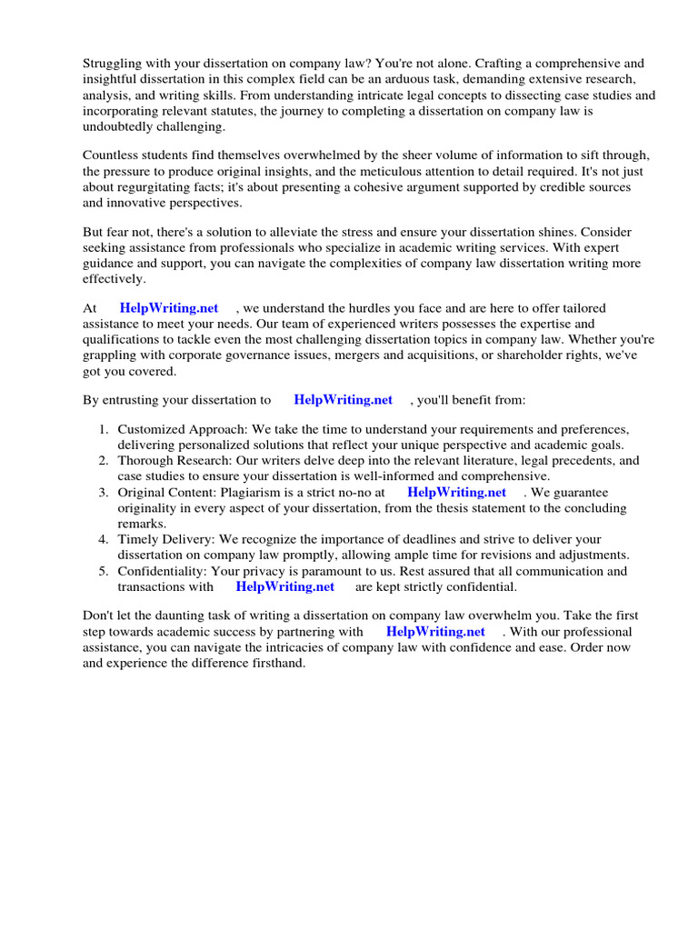 Dissertation Company Law | PDF