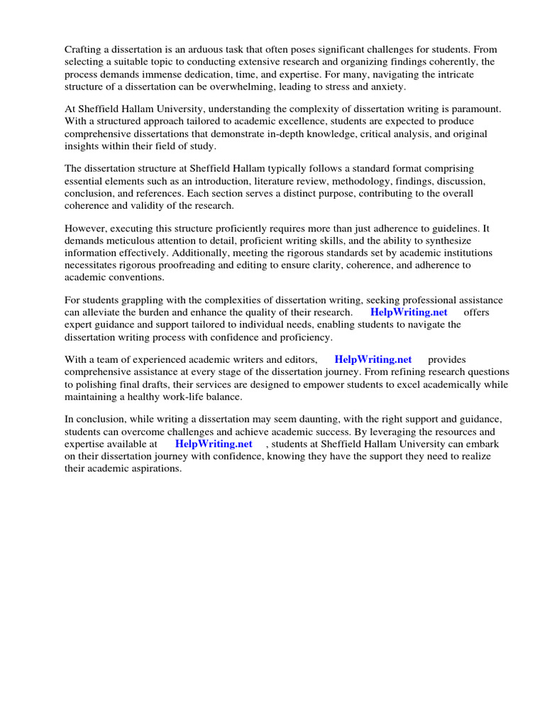 Dissertation Structure Sheffield Hallam | PDF | Thesis | Expert Dissertation Structure Sheffield Hallam | PDF | Thesis | Expert