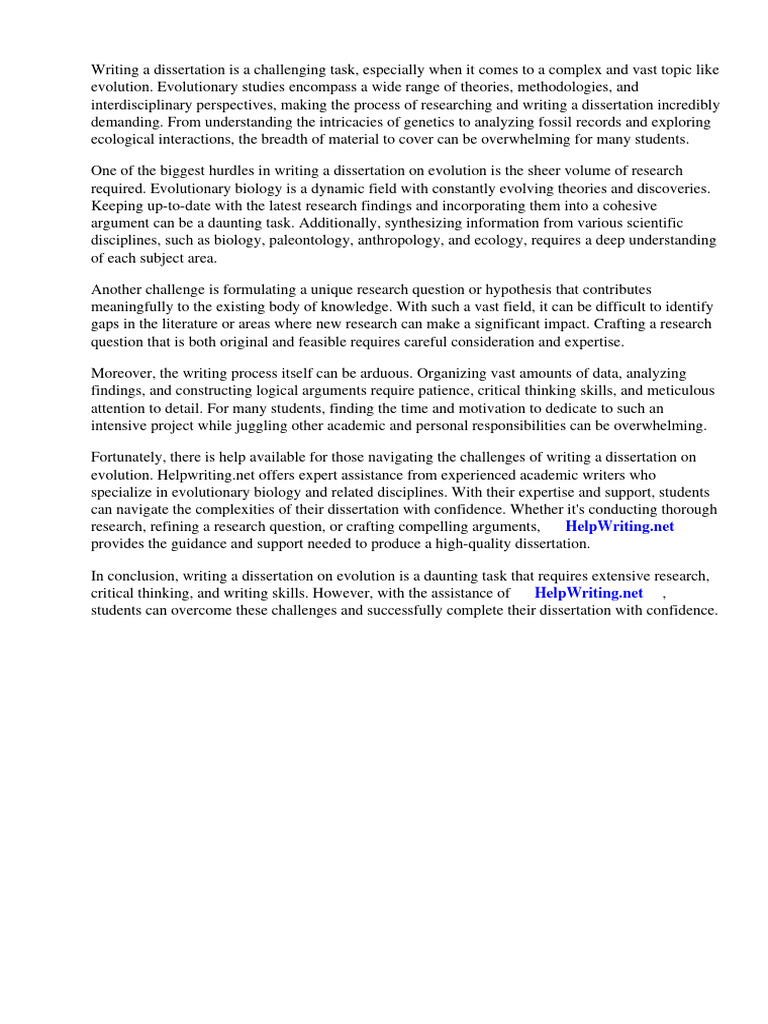 Evolution Dissertation | PDF | Thesis | Evolution