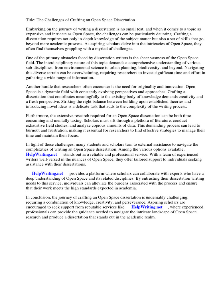 Open Space Dissertation | PDF | Thesis | Knowledge