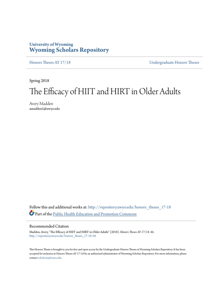 The Efficacy of HIIT and HIRT in Older Adults | PDF | High Intensity ...