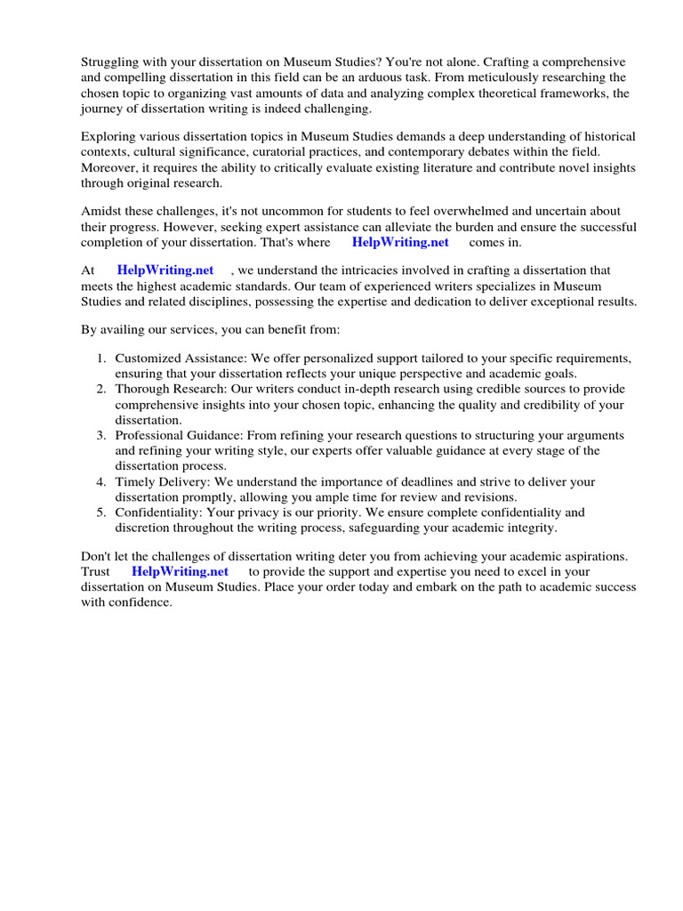 Dissertation Topics Museum Studies | PDF | Museum | Thesis