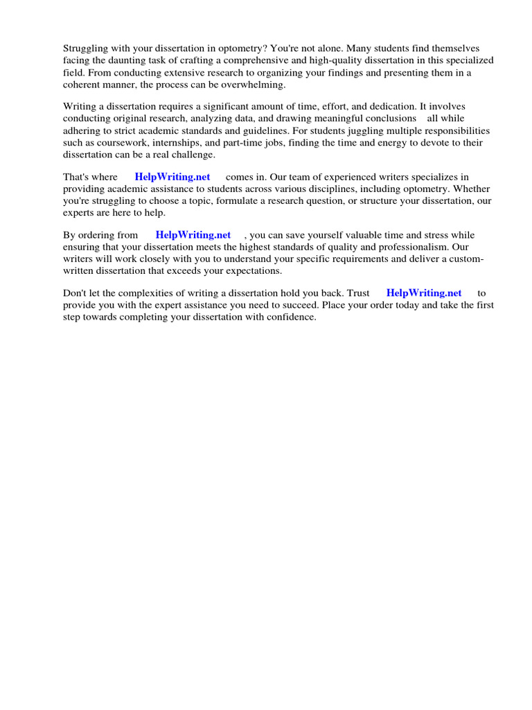Dissertation Examples Optometry | PDF | Optometry | Vision