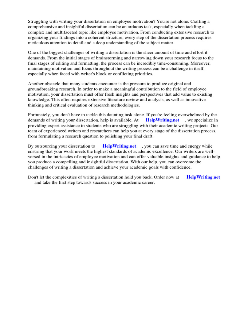 Dissertation Report On Employee Motivation | PDF | Motivation ...