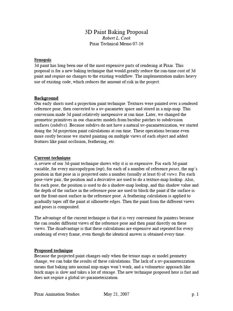 3D Paint Baking Proposal | PDF | Texture Mapping | Rendering (Computer ...