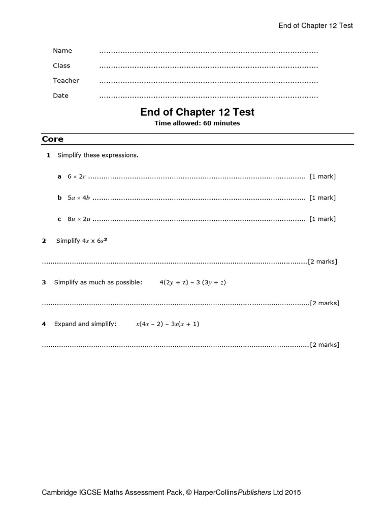 Chapter 12 Test | PDF | Student Assessment And Evaluation | Secondary ... Chapter 12 Test | PDF | Student Assessment And Evaluation | Secondary ...