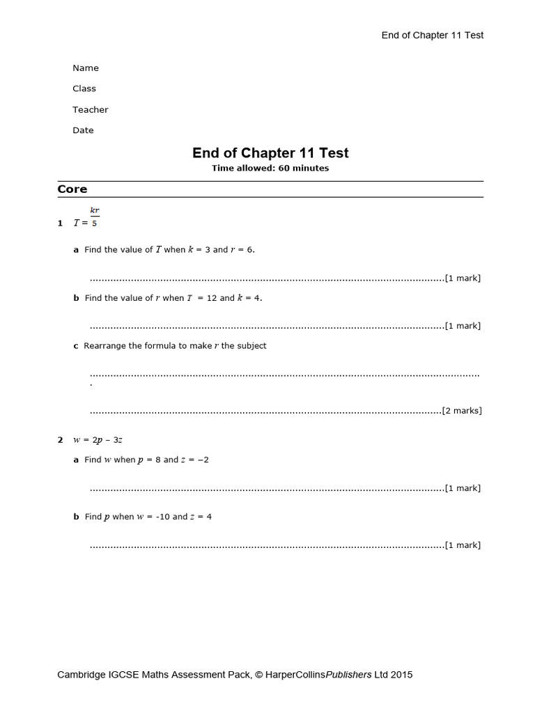 Chapter 11 Test | PDF | Motion (Physics) | Quantity