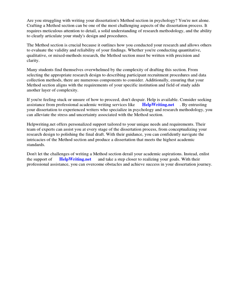 How To Write Method Section Psychology Dissertation | Download Free PDF ...