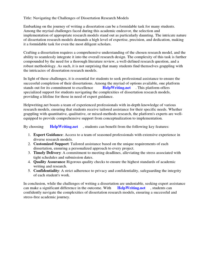 Dissertation Research Models | PDF | Thesis | Methodology