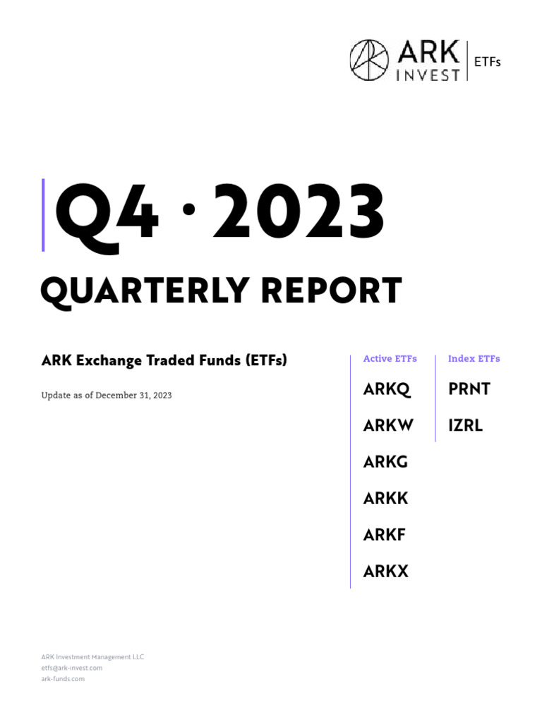 ARK ETF Trust Quarterly Report | PDF | Exchange Traded Fund | Inflation