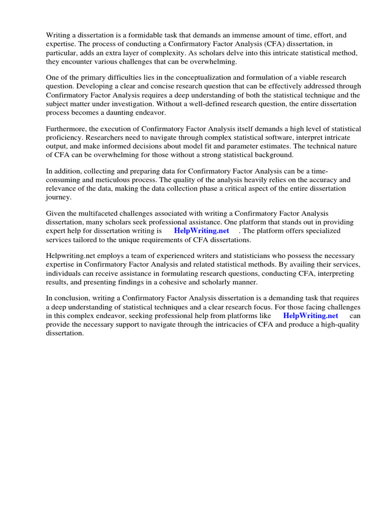 Confirmatory Factor Analysis Dissertation PDF Factor Analysis