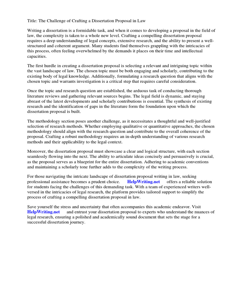 Sample Dissertation Proposal in Law | PDF | Thesis | Methodology